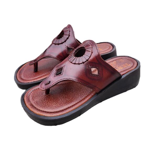 Camel | Shoes | Cleopatra Leather Thong Platform Ancient Egyptian ...